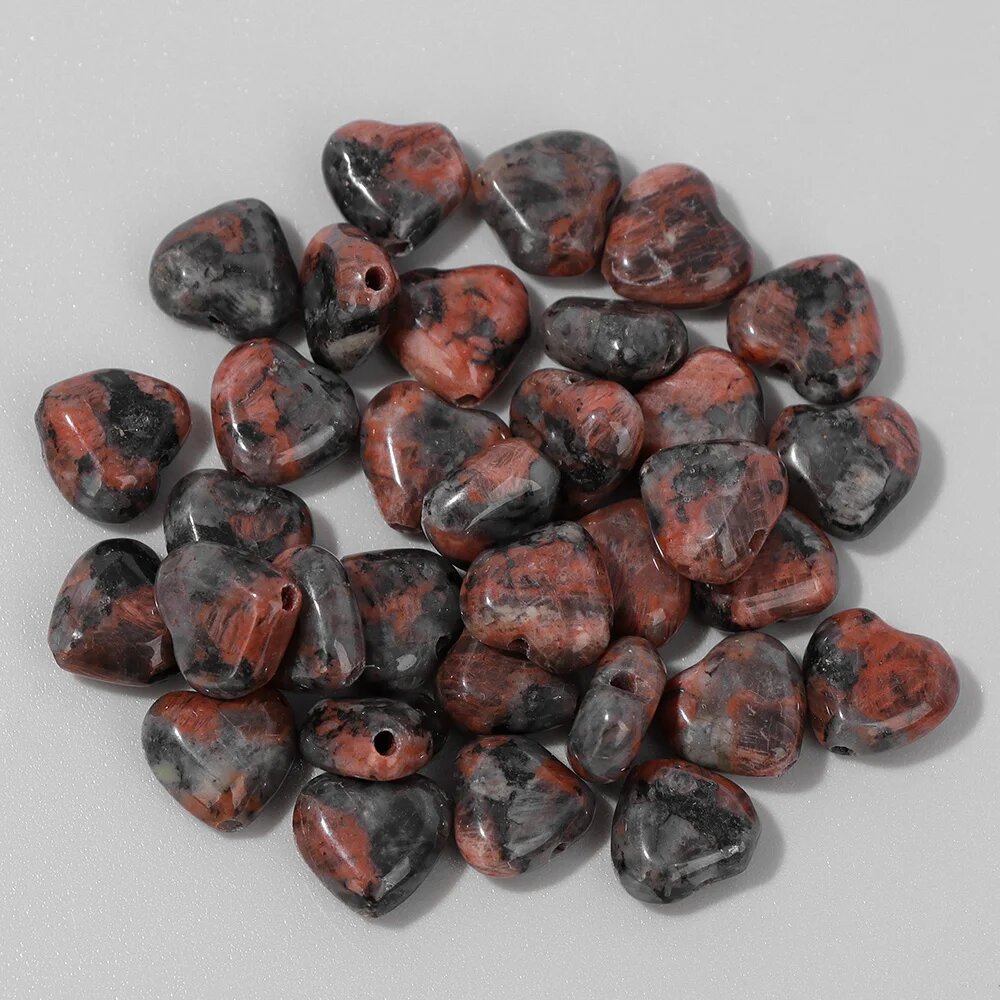 Бусины сердце из натурального камня, 5шт, NO.8 Sesame