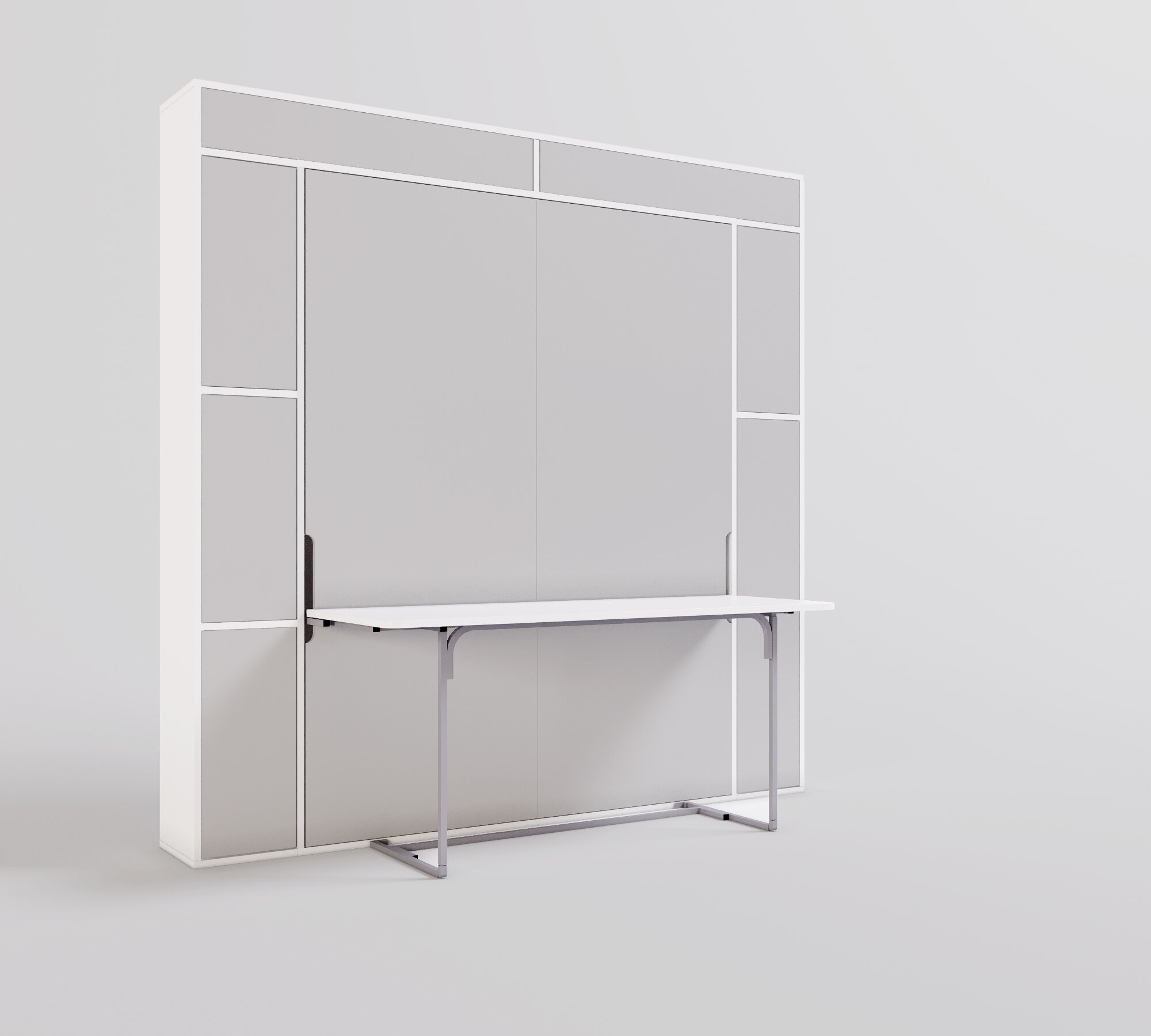 Шкаф кровать-трансформер со столом Летто Таволо 1600 Форма с расширенными полками Лайт Тренд