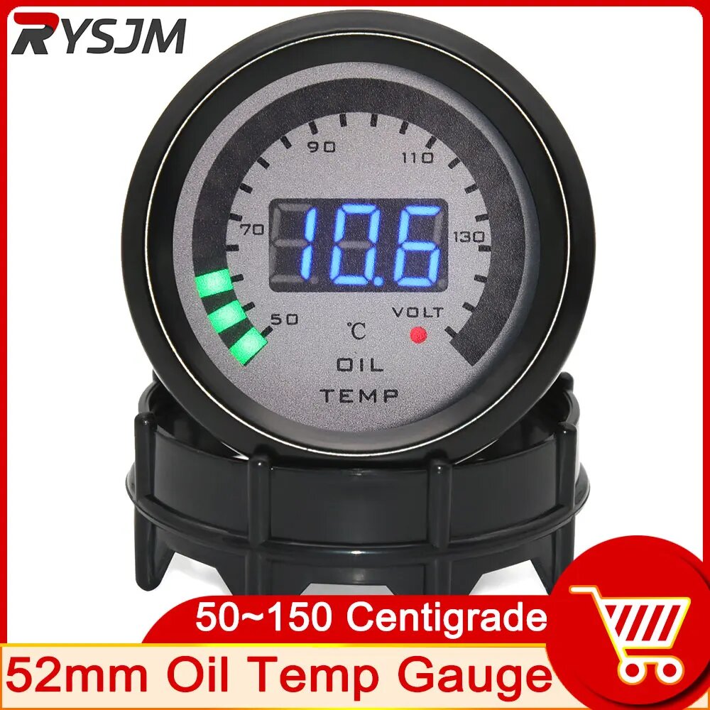 52 мм датчик температуры масла вольтметр 2в1 20 светодиодов 50 ~ 150 градусов по Цельсию автомобильный измеритель температуры черный 12 В датчик температуры масла по индивидуальному заказу