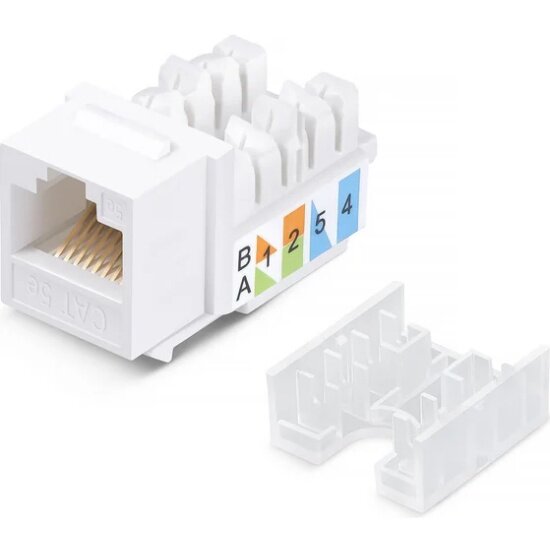 Модуль Cabeus Keystone KJ-RJ45-Cat.5e-90, Jack RJ-45, категория 5e, заделка тип 110, белая набор 2 упаковки.