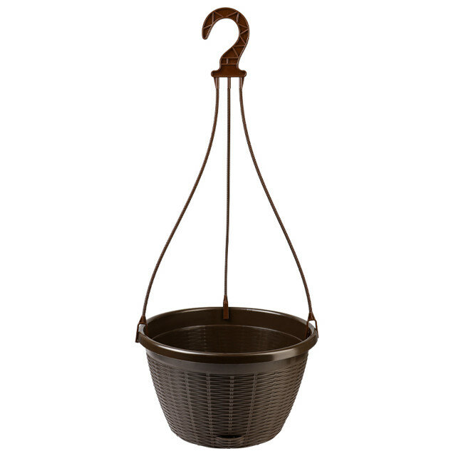 La Decoro подвесное кашпо 4,5 л d27 с нижним поливом тёмно-коричневый, без подвеса