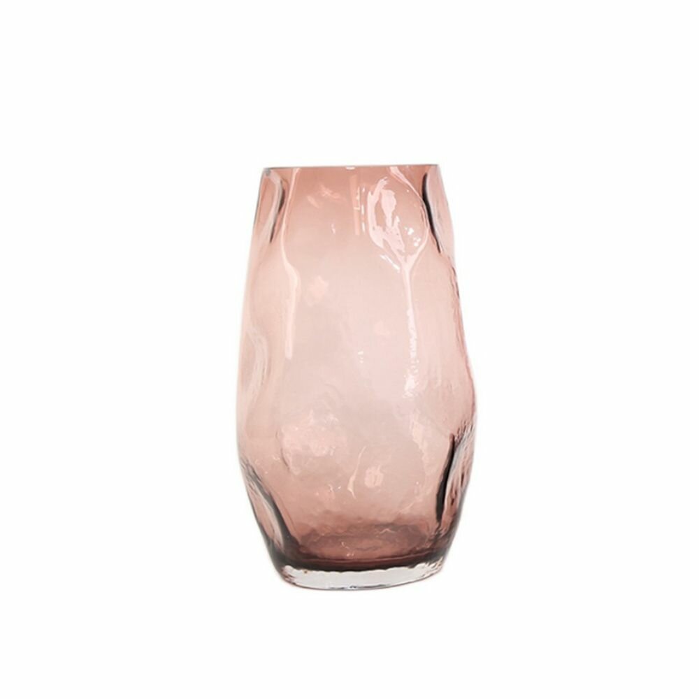 Розовая ваза, прозрачная ваза, простой стиль, изготовлена из стекла, подходит для гостиной, спальни и рабочего стола