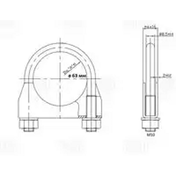 TRIALLI uc-63-z хомут глушителя u-образный d=63 мм (стремянка) (оцинк. сталь) (uc 63 z)