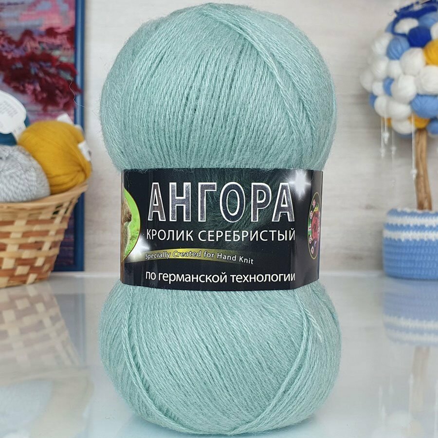 Пряжа Color City ангора кролик серебристый 308-2 дым. мятный (5 мотков)