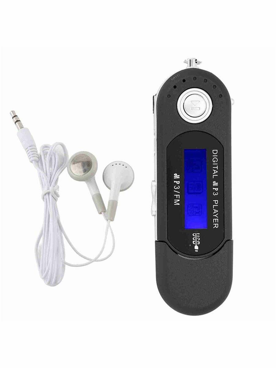 Портативный MP3-плеер с ЖК-экраном, FM-радио, диктофоном, поддержкой USB, расширяемой картой памяти, черный