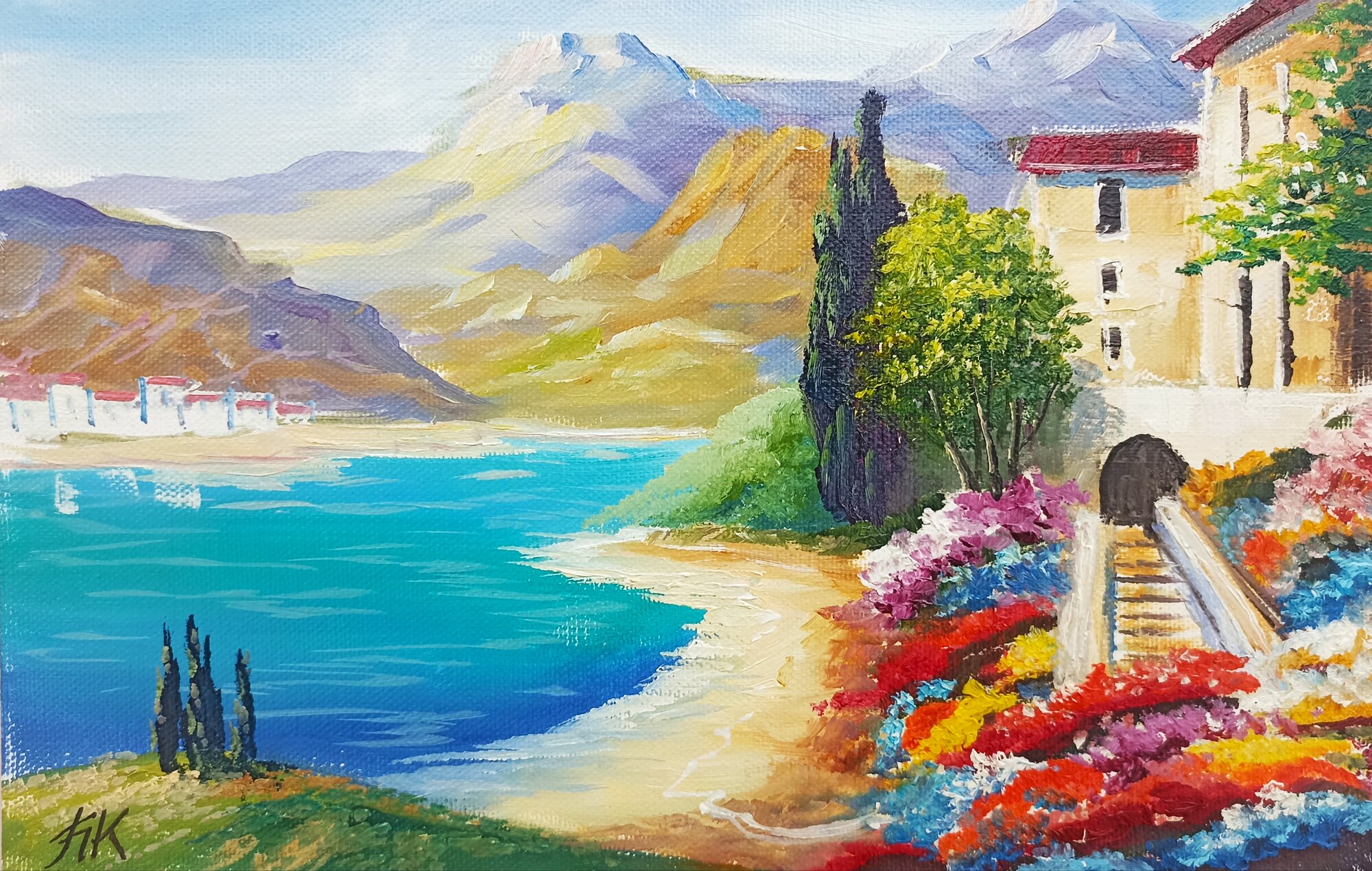 100% ручная работа, 100% живопись. Худ. мастерская Грёзы. Картина маслом на холсте из серии "Средиземноморье". 20х30 см