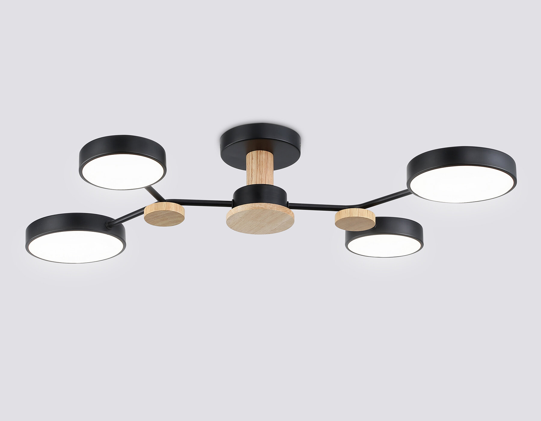 Люстра светодиодная на штанге, 60W 3000-6000K 700*400*120 (без ПДУ), черный/дерево