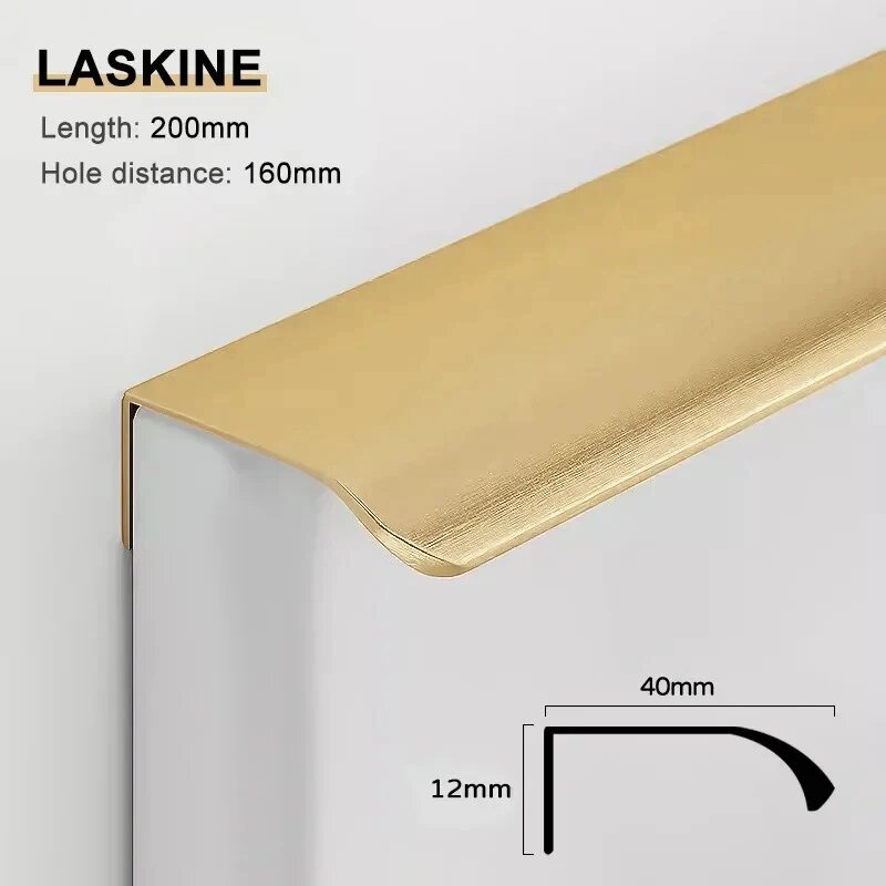 Золотые черные скрытые ручки для шкафа из алюминиевого сплава gold-200mm