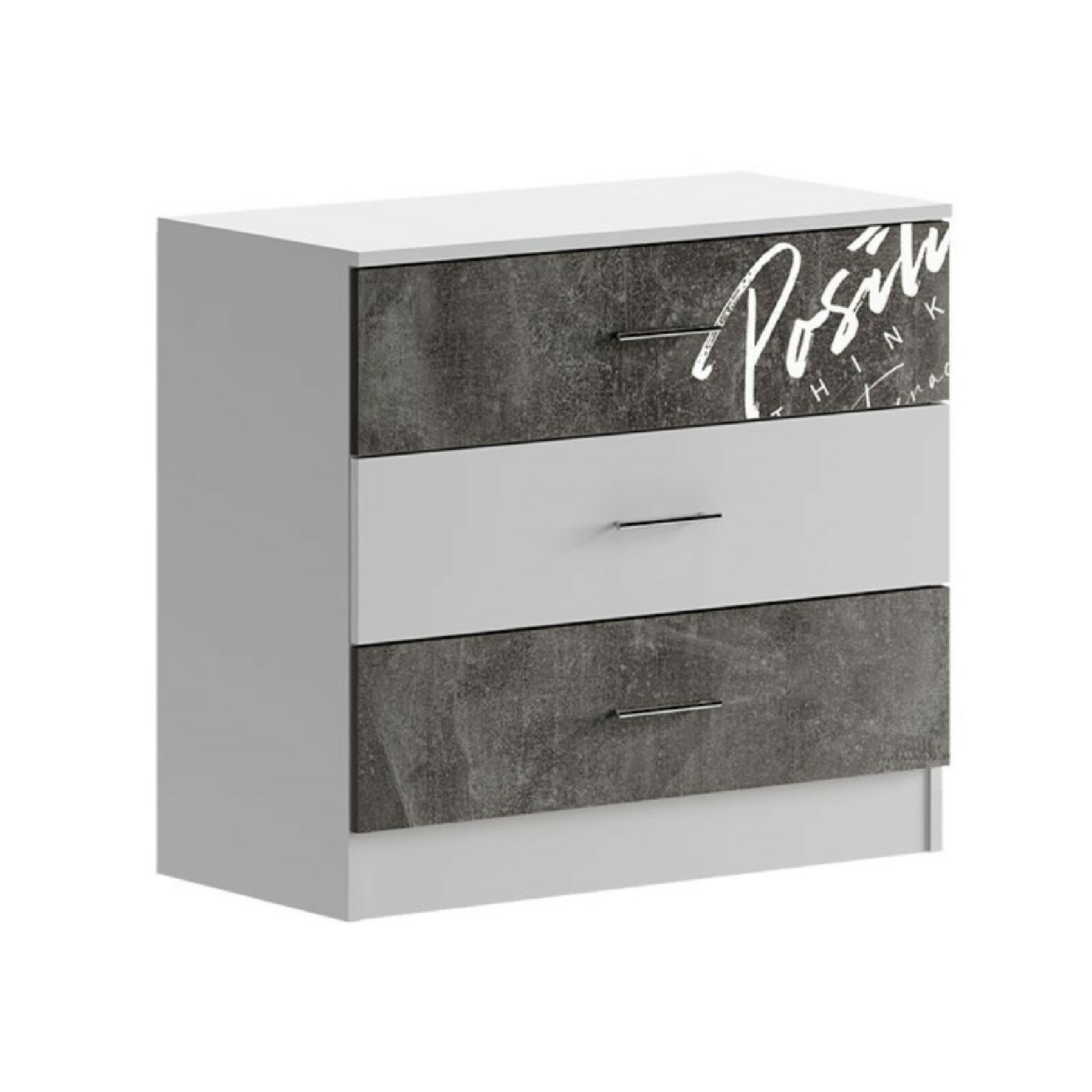 Комод МиФ Вега Позитив, белый, 3 ящика, 80 см x 40 см x 72,6 см