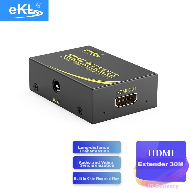 EKL HA HDMI Signal Amplifier, 30 Meters HDMI 2.0 Extender, 4K HD Female to Female Connector, Suitable for Computer, Home Theater, Surveillance TV, Video Relay