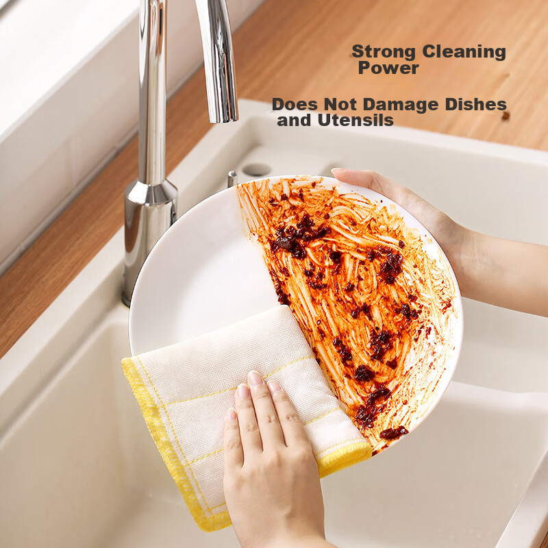 Meiliya Soft Cotton Cleaning Cloth, Kitchen Dishwashing Cloth, Household Dishwashing Towel, Strongly Absorbent, Lint-Free, Stain-Removing, Thickened, 10 Pieces