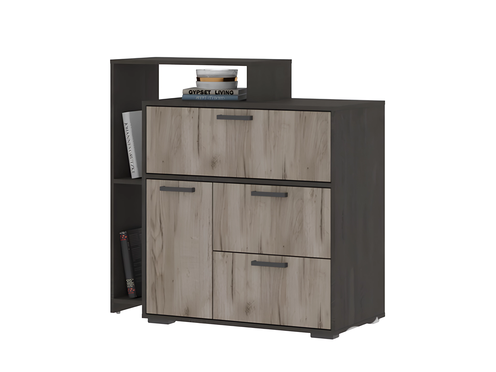 Комод с ящиками в прихожую Эдинбург 100,2х98,8х45 см, дуб крафт серый/железный камень