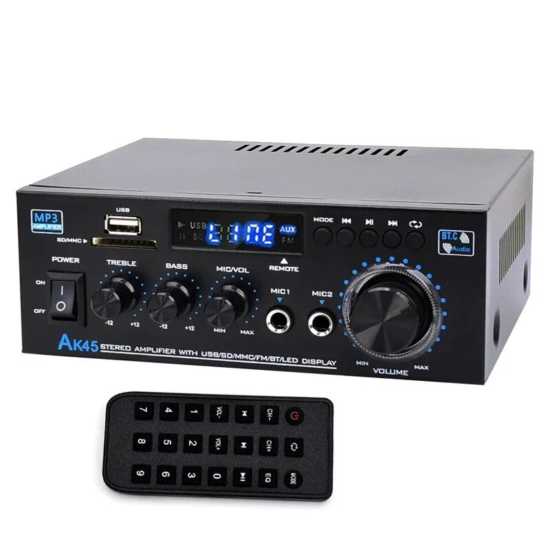 Auto-Partner 12V 220V 110V HiFi Digital Amplifier Max Power 90Wx2 Channel 2.0 Bluetooth Surround Sound AMP Speaker AK45