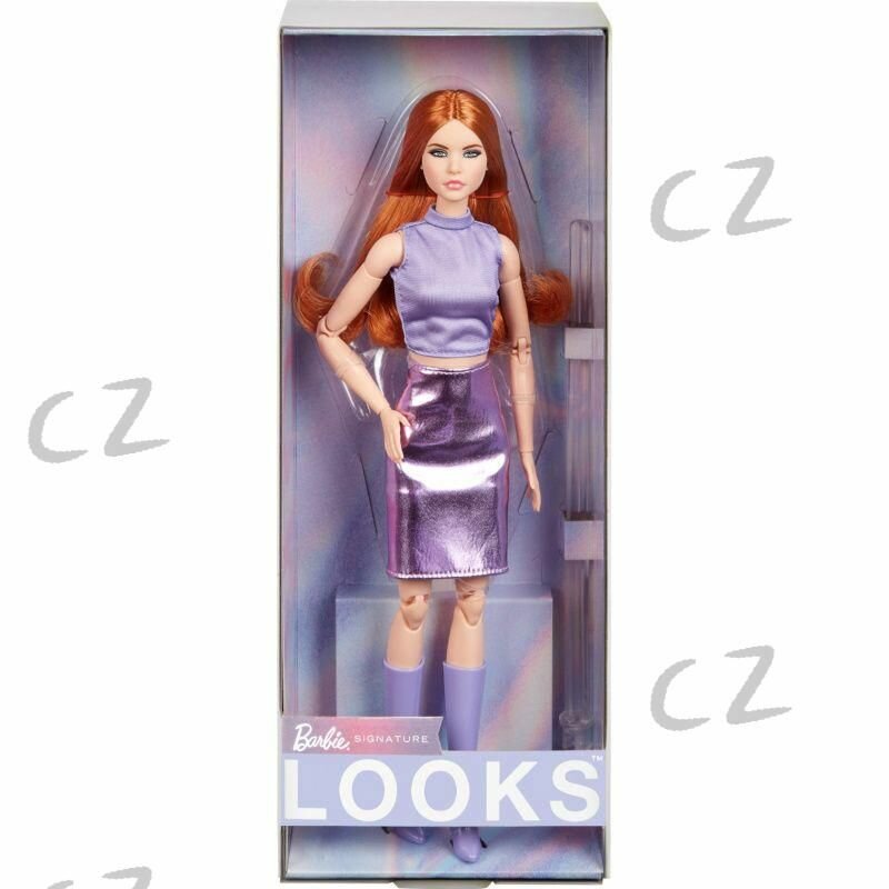 Кукла Barbie, Фирменная внешность Барби HRM12, 2024 Модель #20 Рыжая, фиолетовая юбка, сапоги до колена