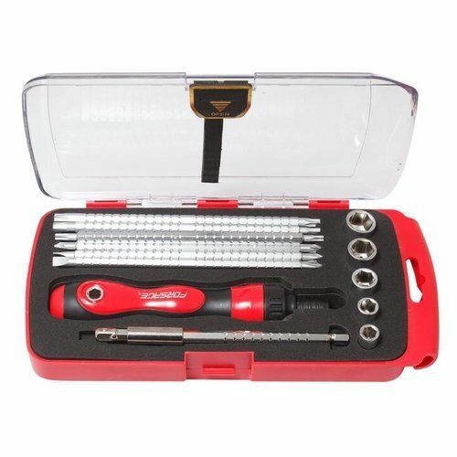 Отвертка реверсивная телескопич-я переставная 2в1 с набором бит и головок 13пр. FORSAGE F2133