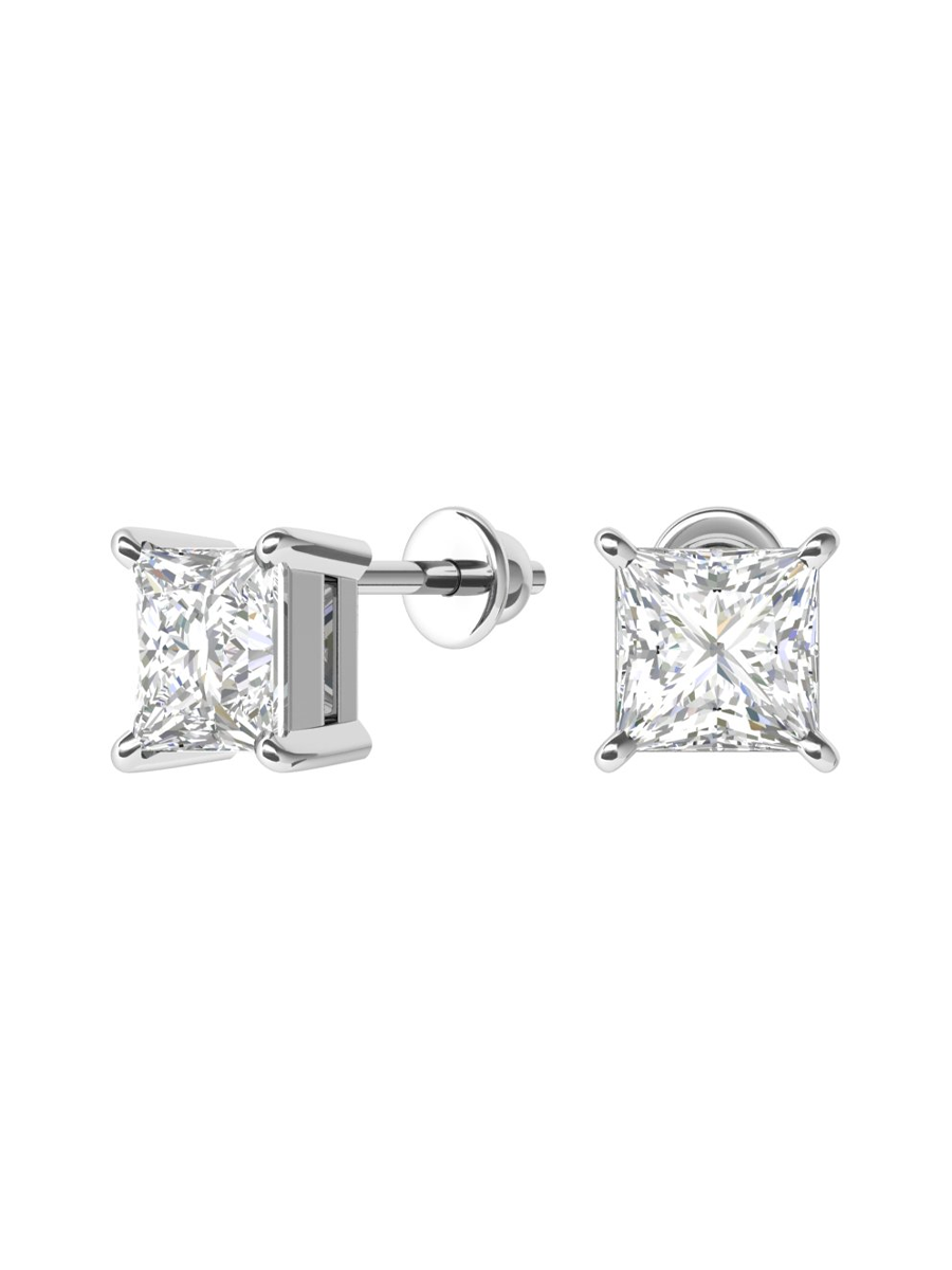 Серьги пусеты, серебро, 925 проба, фианит