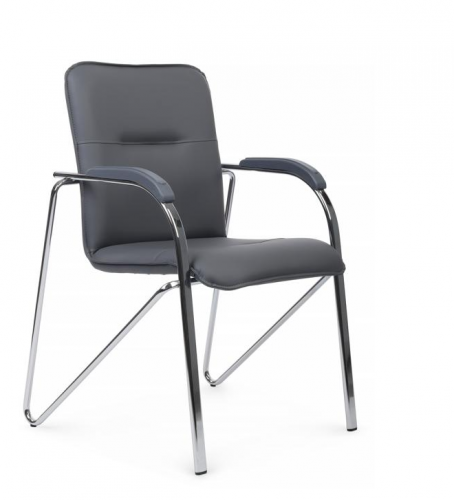 Кресло офисное Riva Chair Самба с пластиковыми подлокотниками SMB-03H Хром гальв. Серый