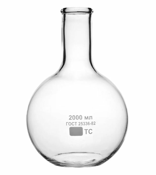 Колба плоскодонная П-2-2000-42, 2000 мл (без шлифа)
