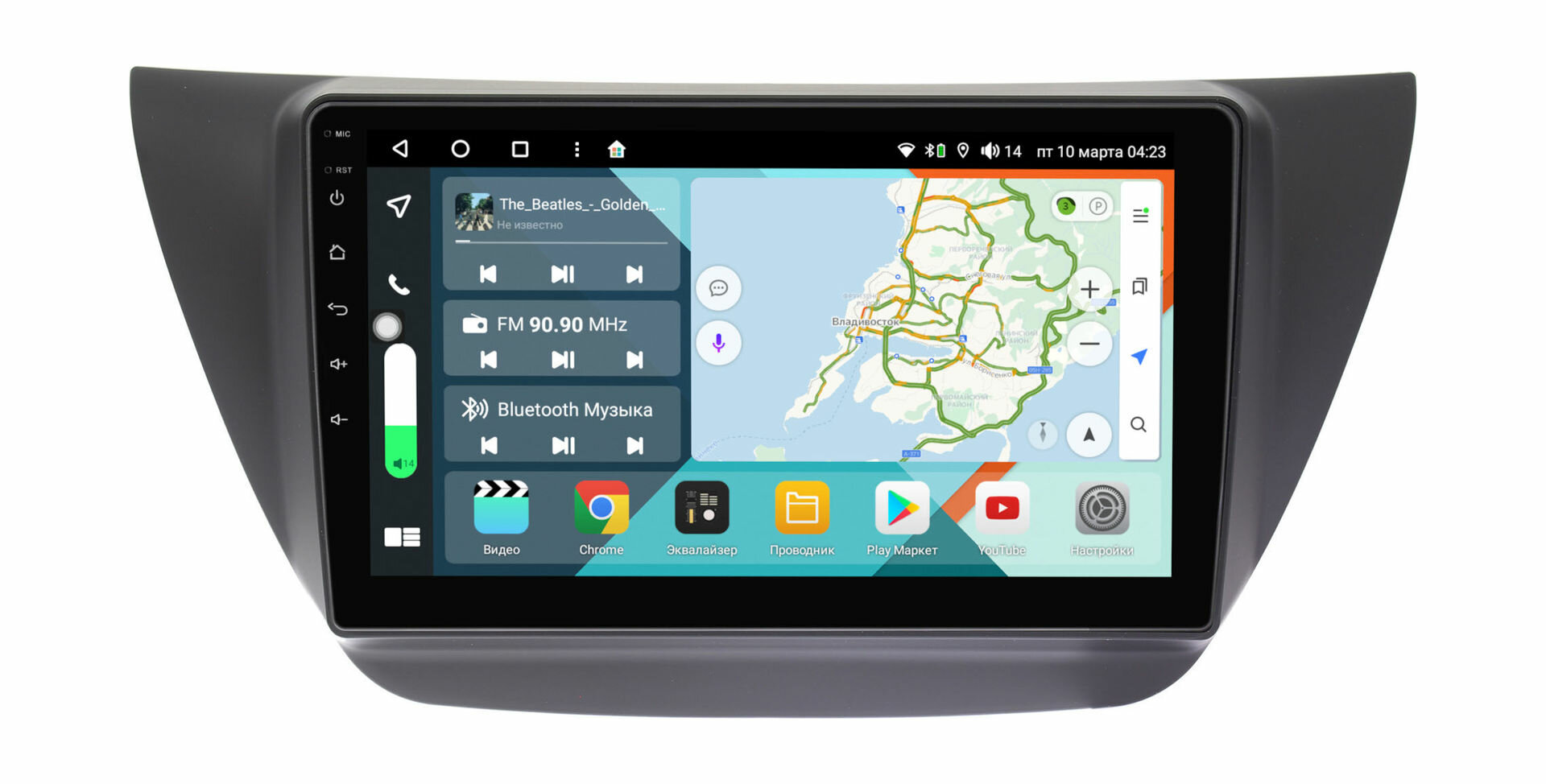 Магнитола Mitsubishi Lancer IX 2003 - 2007 черная 9 дюймов, 4/64GB, 8 ядер, DSP, 4G, Android 10 / Wide Media