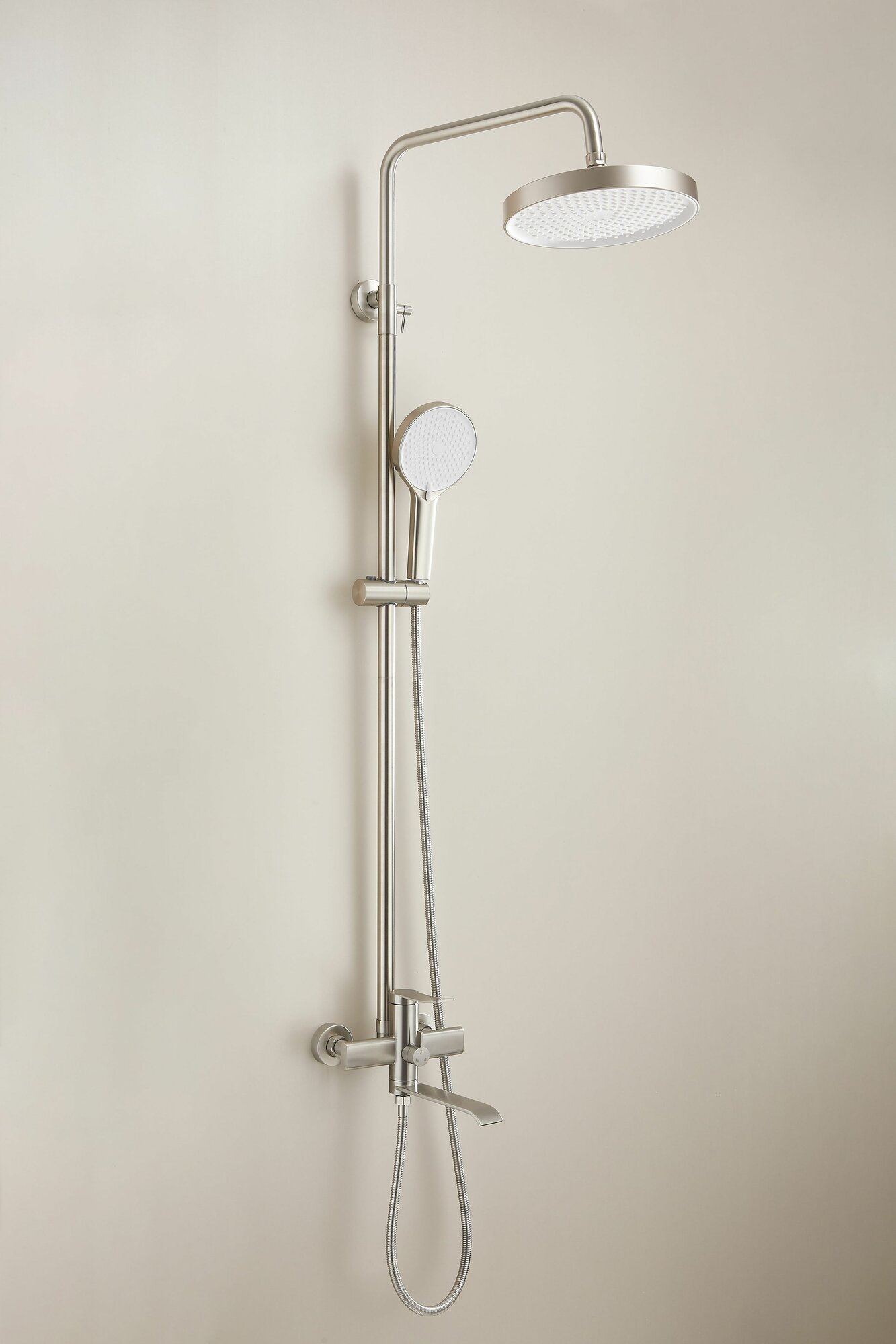 Душевой комплект с тропическим душем и смесителем, сатин нержавеющая сталь Belz B24812-1