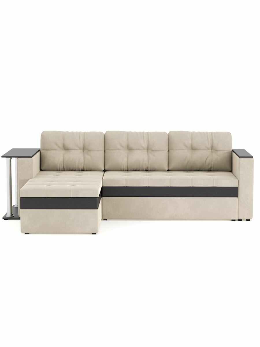 Угловой диван кровать Атланта угол универсальный со столиком Эконом велюр Зара Крим 02