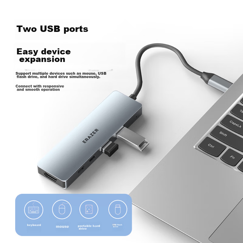 Lenovo Yinengzhe Type-C Expansion Dock, USB-C to HDMI Cable, Expansion Dock Splitter, 4K 60Hz Screen Mirroring, PD Fast Charging, for Apple, Huawei, IPad Pro, Xiaomi Laptops