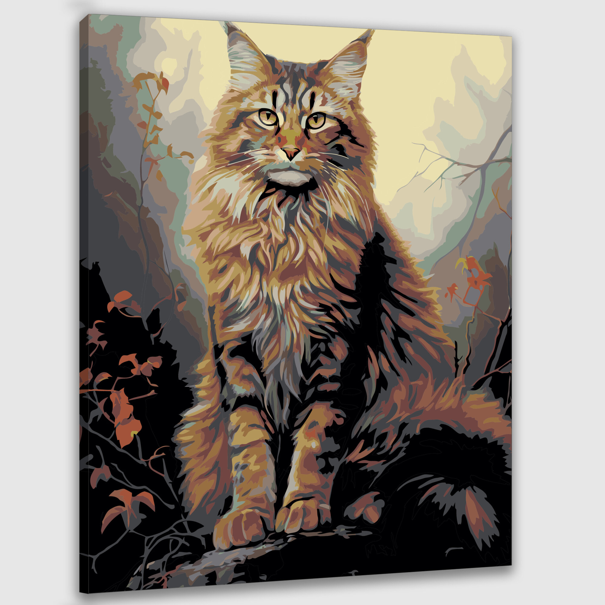 Картина по номерам 40x50 см, картина, масло, кошка, мейн-кун, величественная, красота, манеры, роскошный мех