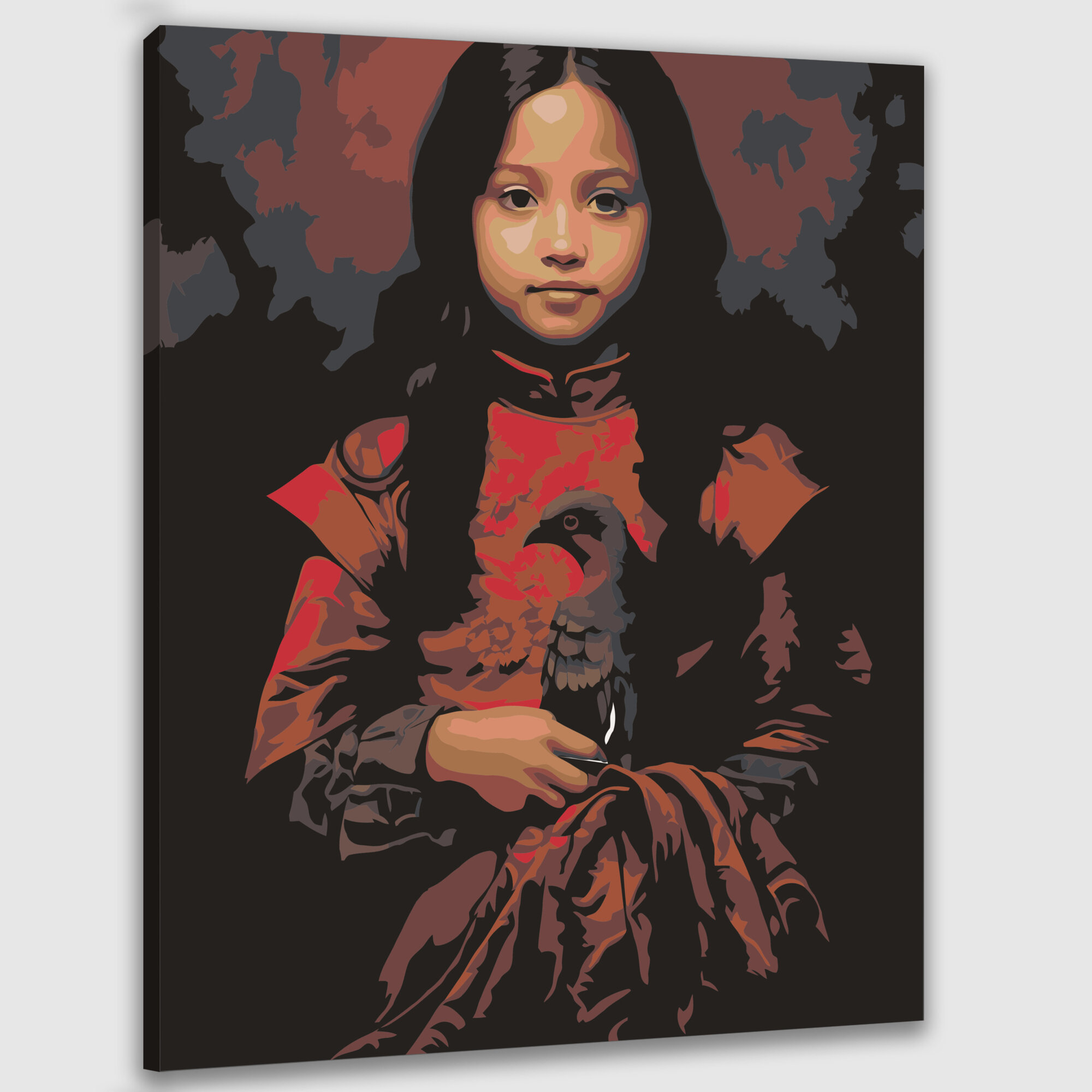 Картина по номерам 40x50 см, картина маслом, девушка, нежность, теплые тонам, замысловатые детали, безмятежное лицо