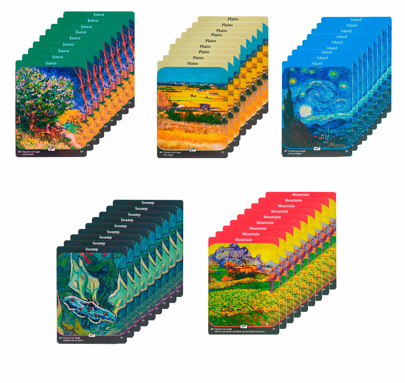 Комплект прокси земель Magic The Gathering MTGTRADE Винсент Ван Гог 1, 50 штук