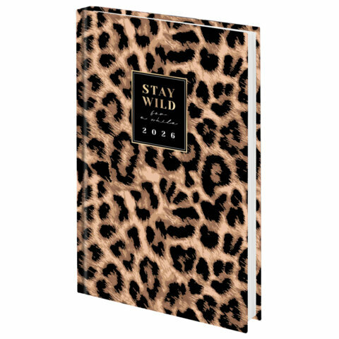 Ежедневник датированный 2026 145х215 мм, А5, STAFF, ламинированная обложка, "Leopard", 117328