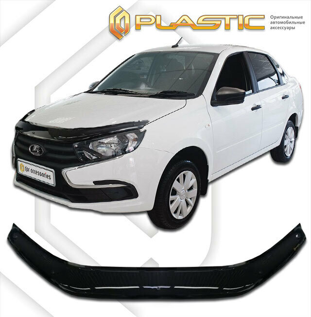Дефлектор капота ВАЗ Lada Granta седан 2018-н. в. Черный глянцевый СА Пластик
