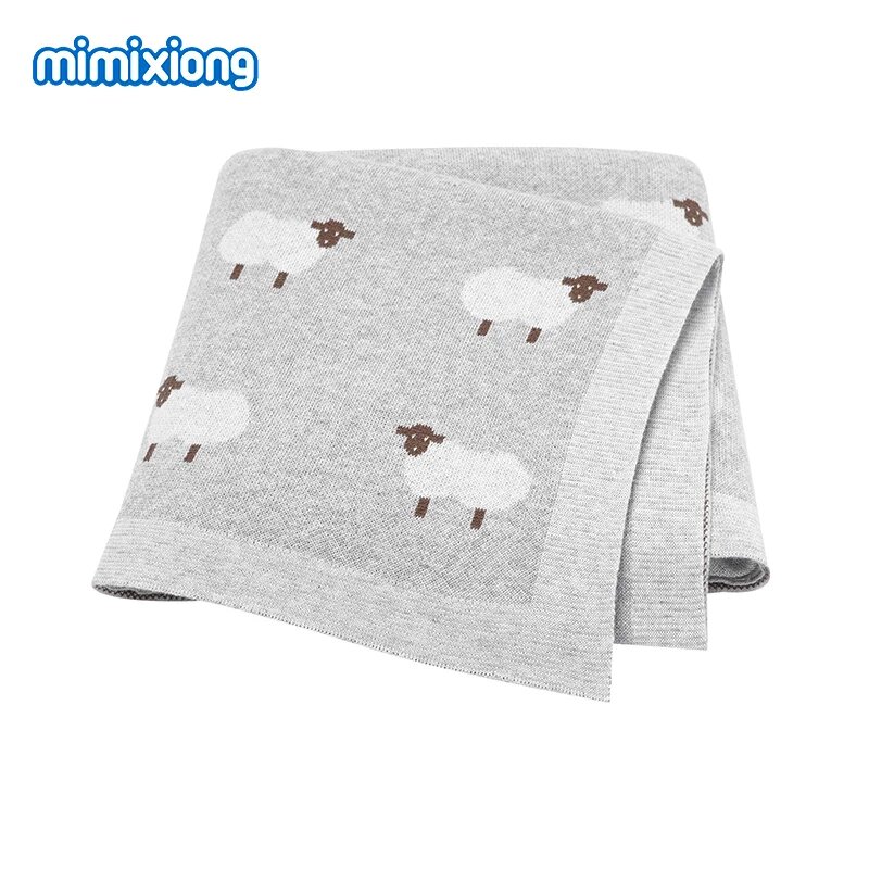 Одеяло детское Mimixiong с овцами, 90x70 см, серый, 82W1576-1