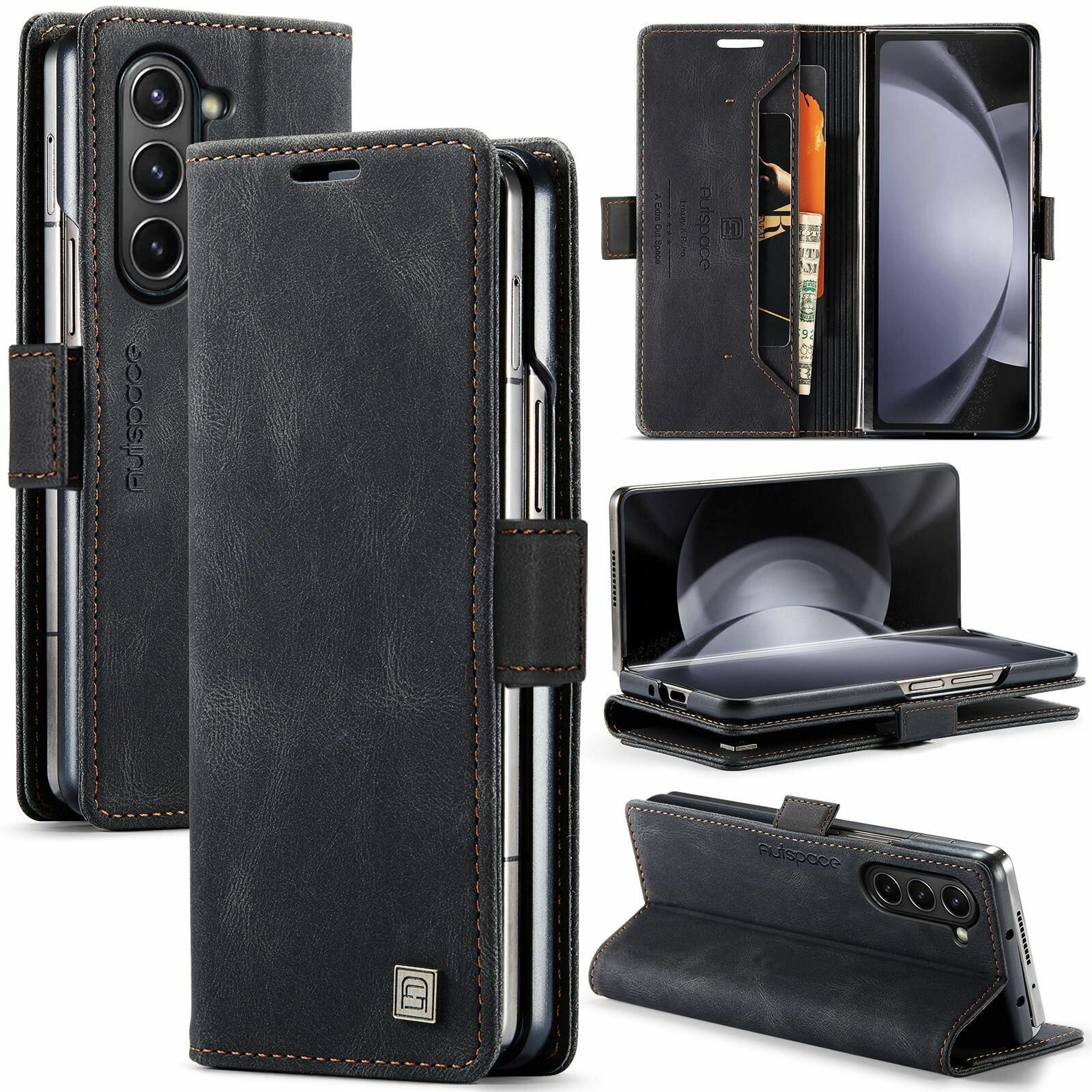 Autspace Кожаный чехол для Samsung Galaxy Z Fold 6 (Самсунг Галакси З Фолд 6) книжка магнитная застежка, подставка, противоударная, RFID-блокировка, новинка, подарок
