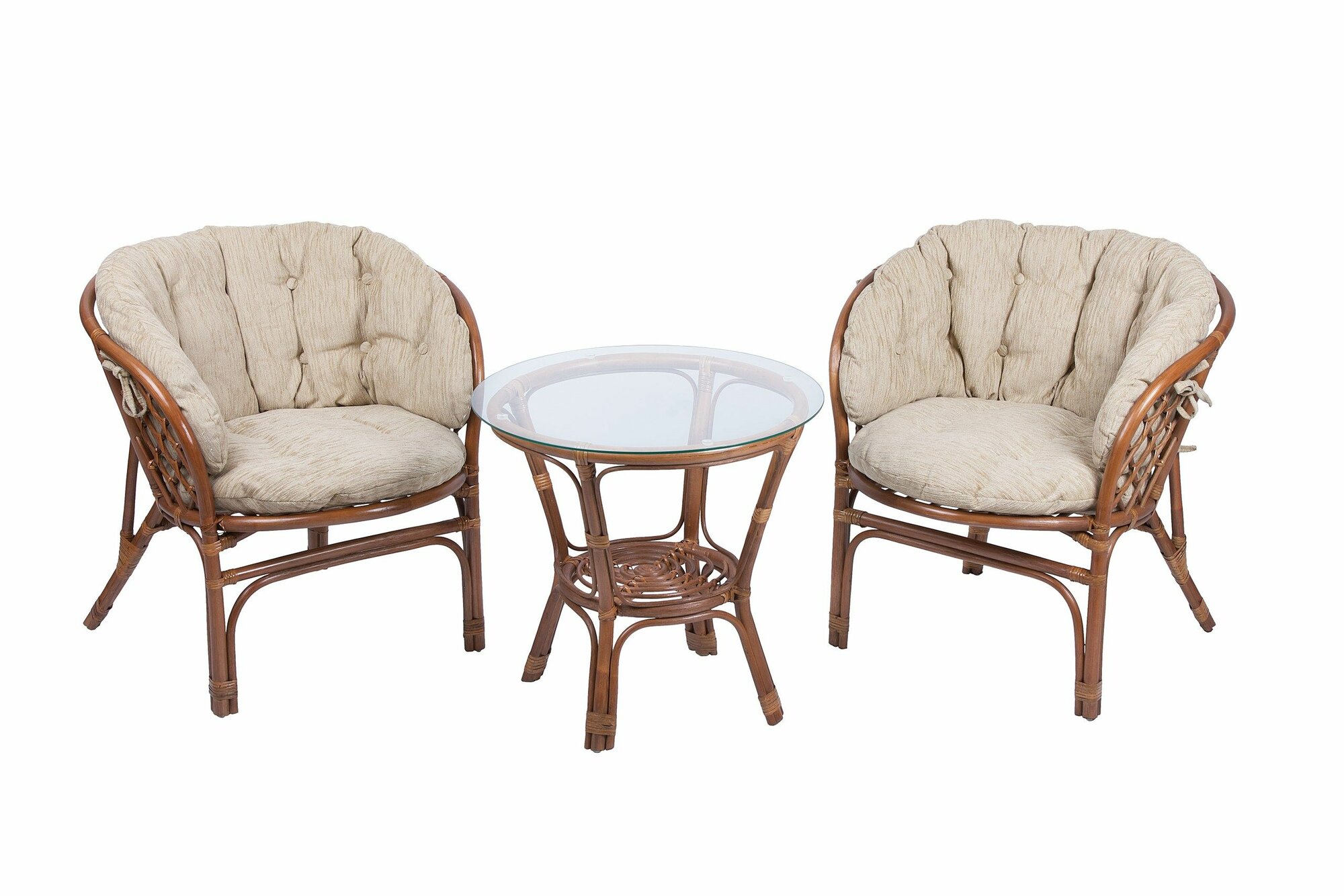 Комплект плетёной мебели из натурального ротанга с мягкими подушками