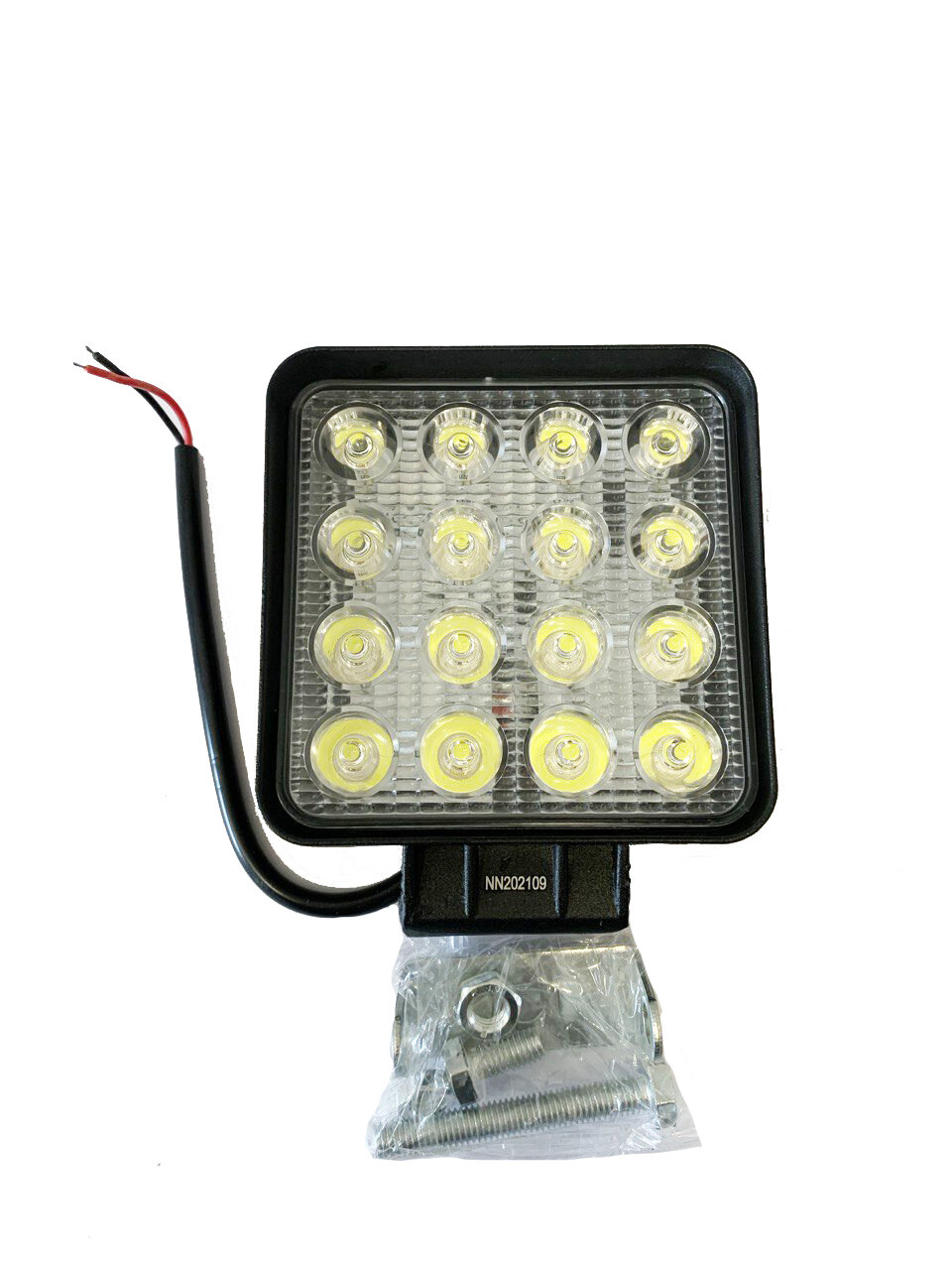 Фара светодиодная 48W, 16 диодов SMD, толщина 35мм, квадратный металлический корпус, ближний свет (Flood)