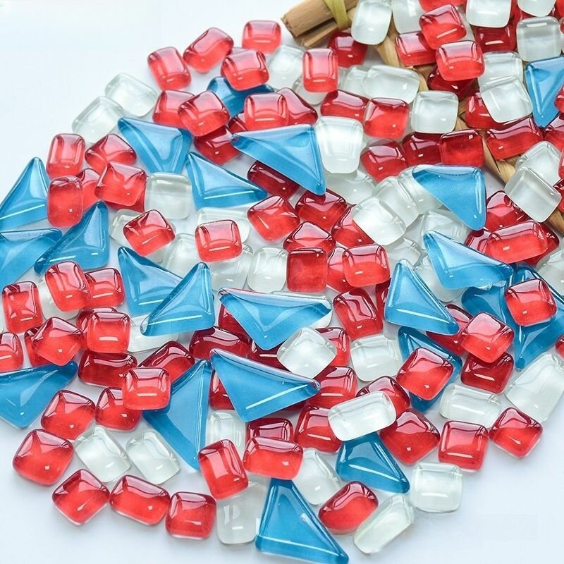 Стеклянная мозаика, премиум-качество, ручная работа, разноцветные формы, 200 г