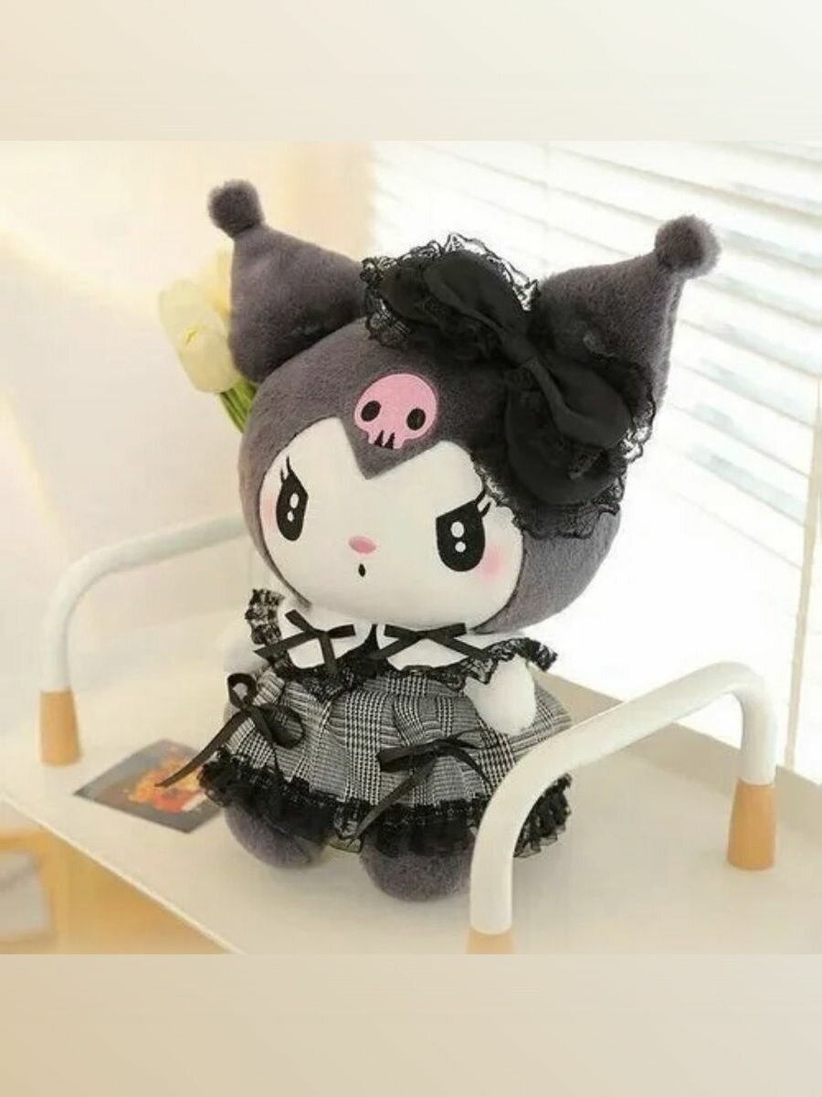 Игрушка мягкая "Куроми", плюш, Холлофайбер, 22см, черный/серый