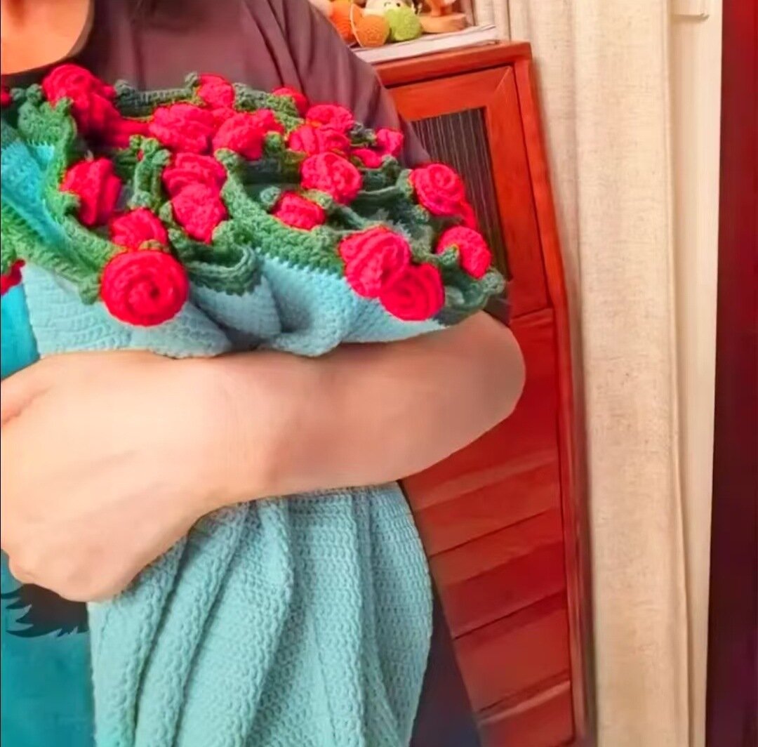 Набор для самостоятельного изготовления пледа с букетом роз, молочный хлопковый пряжа, ручное плетение, креативный подарок для лучшего друга