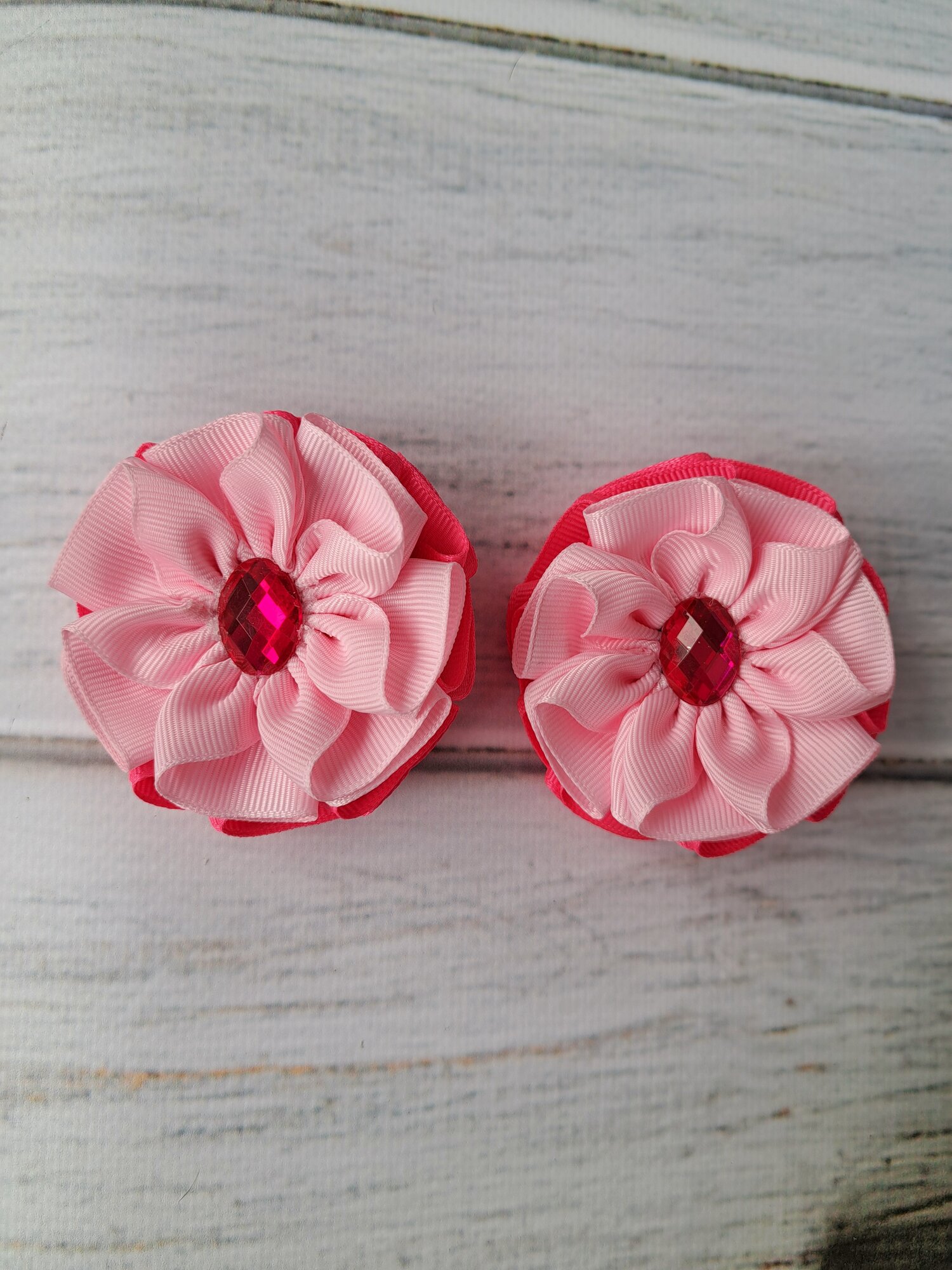 Бантики "Мальва", для девочек, розовые, ручной работы, 2 шт, 6.5см