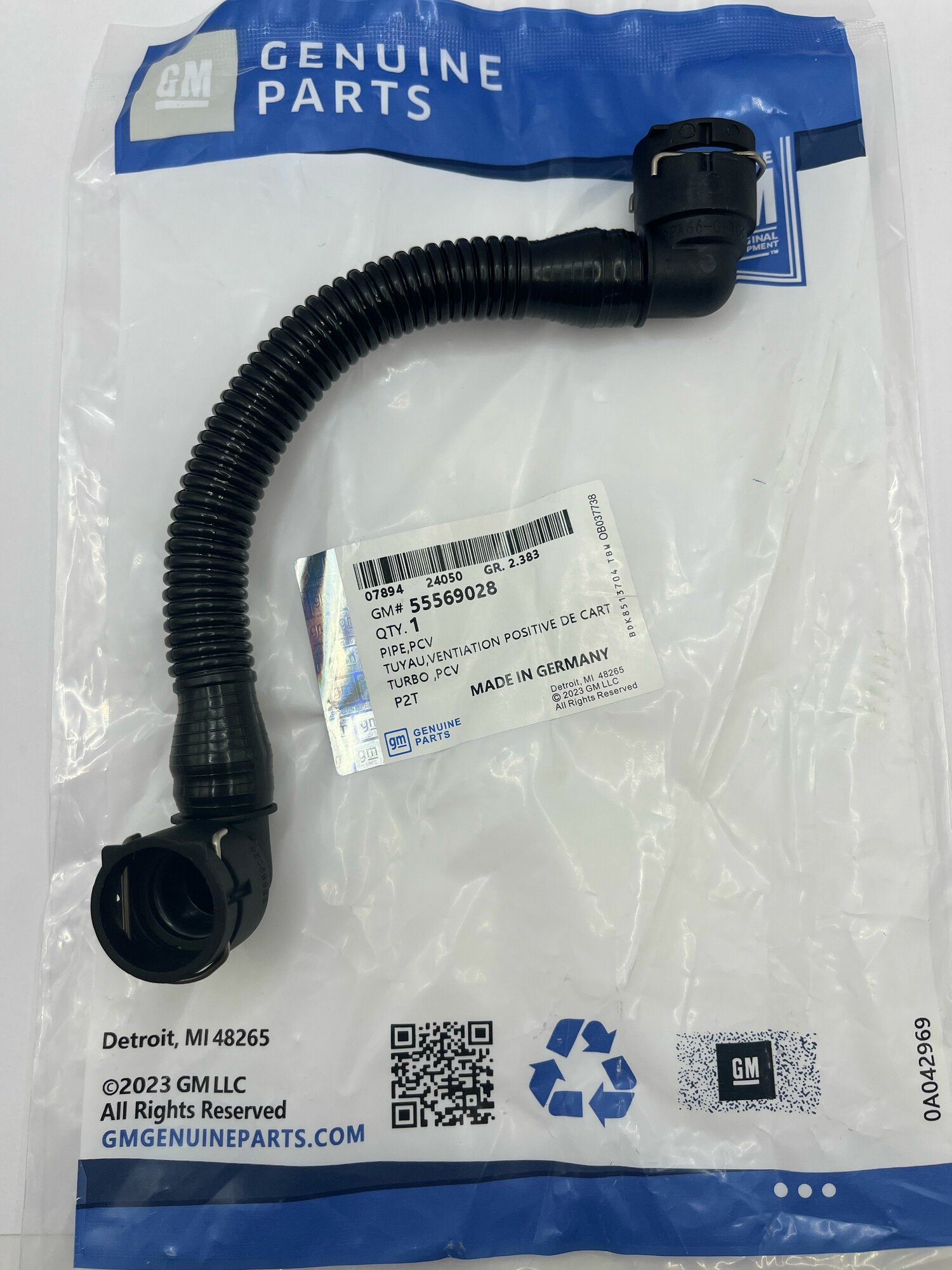 Патрубок вентиляции картерных газов для Chevrolet и Opel арт. 55569028