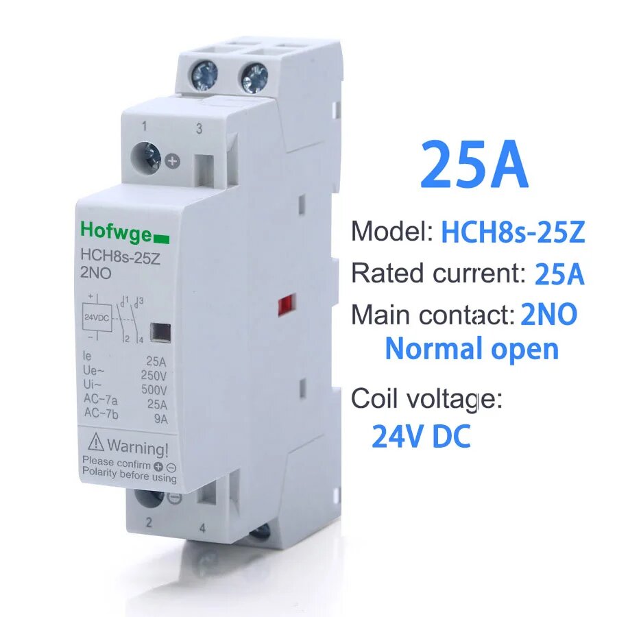 Контактор HOFWGE HCH8s-25 25А 25A 2NO DC24V