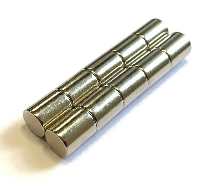 Неодимовый магнит 8х10 мм - 10 штук