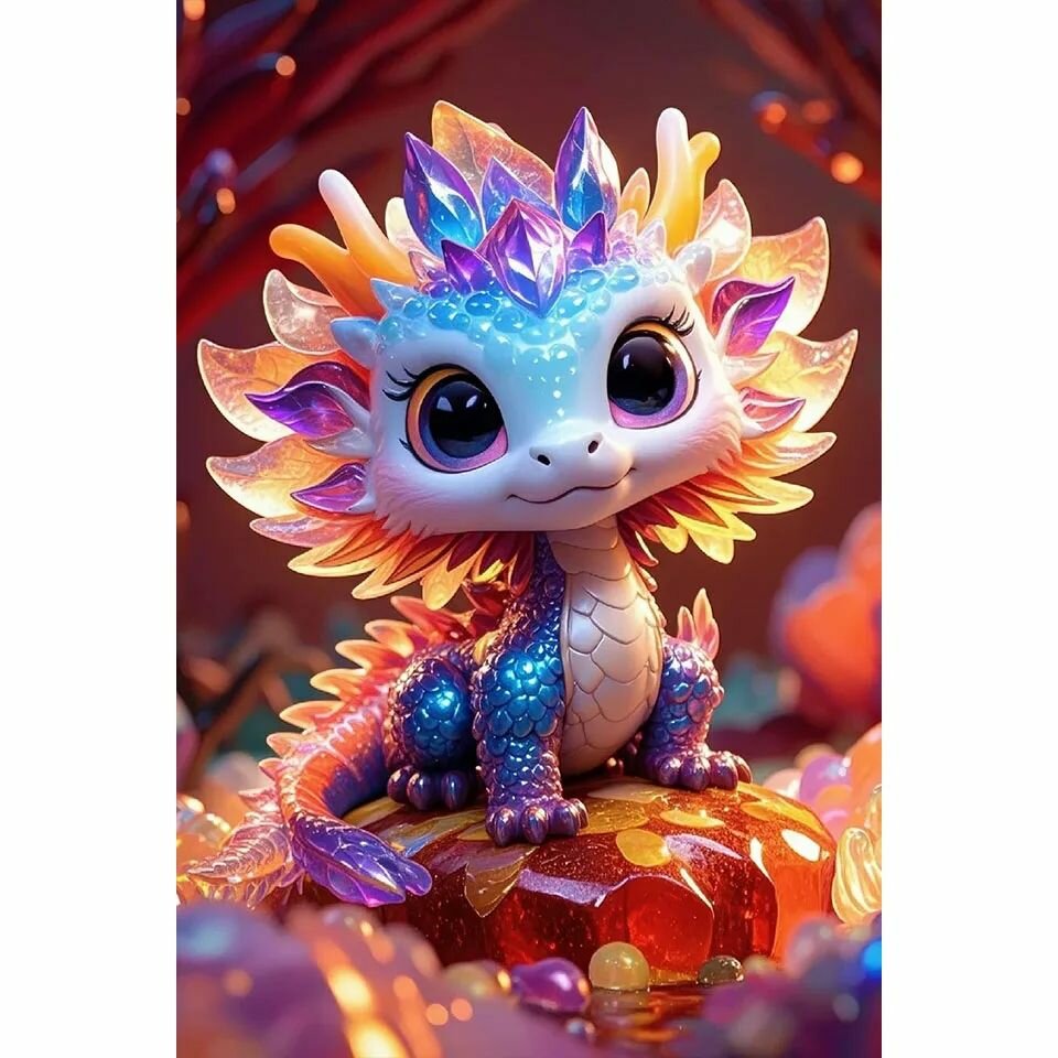 Алмазная картина "дракон" алмазная огранка 40х50 см.