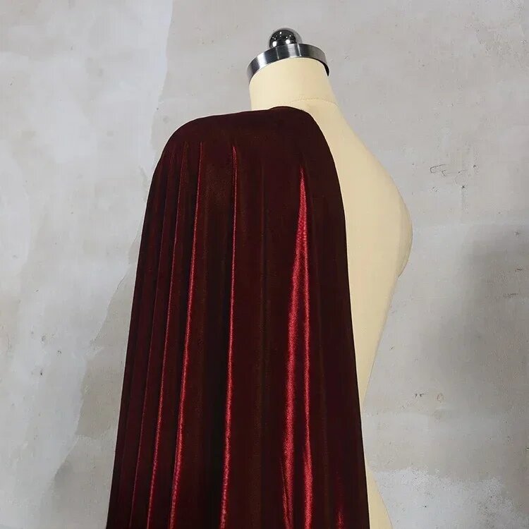 Двойной цвет стрейч корейский бархат для пошива Бордовый, 04