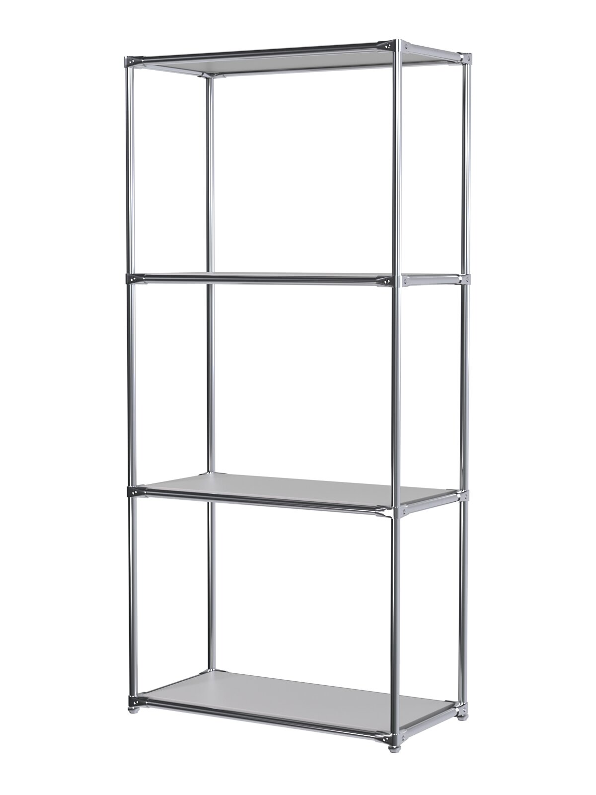 Хромированный стеллаж стиль №1а-3 с обзорными полками, Серый
