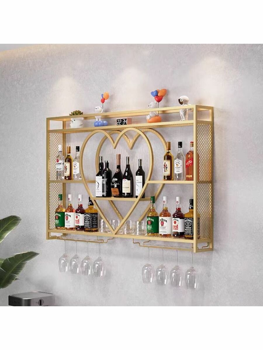 Любовный винный шкафчик из кованого железа, висящий на стене