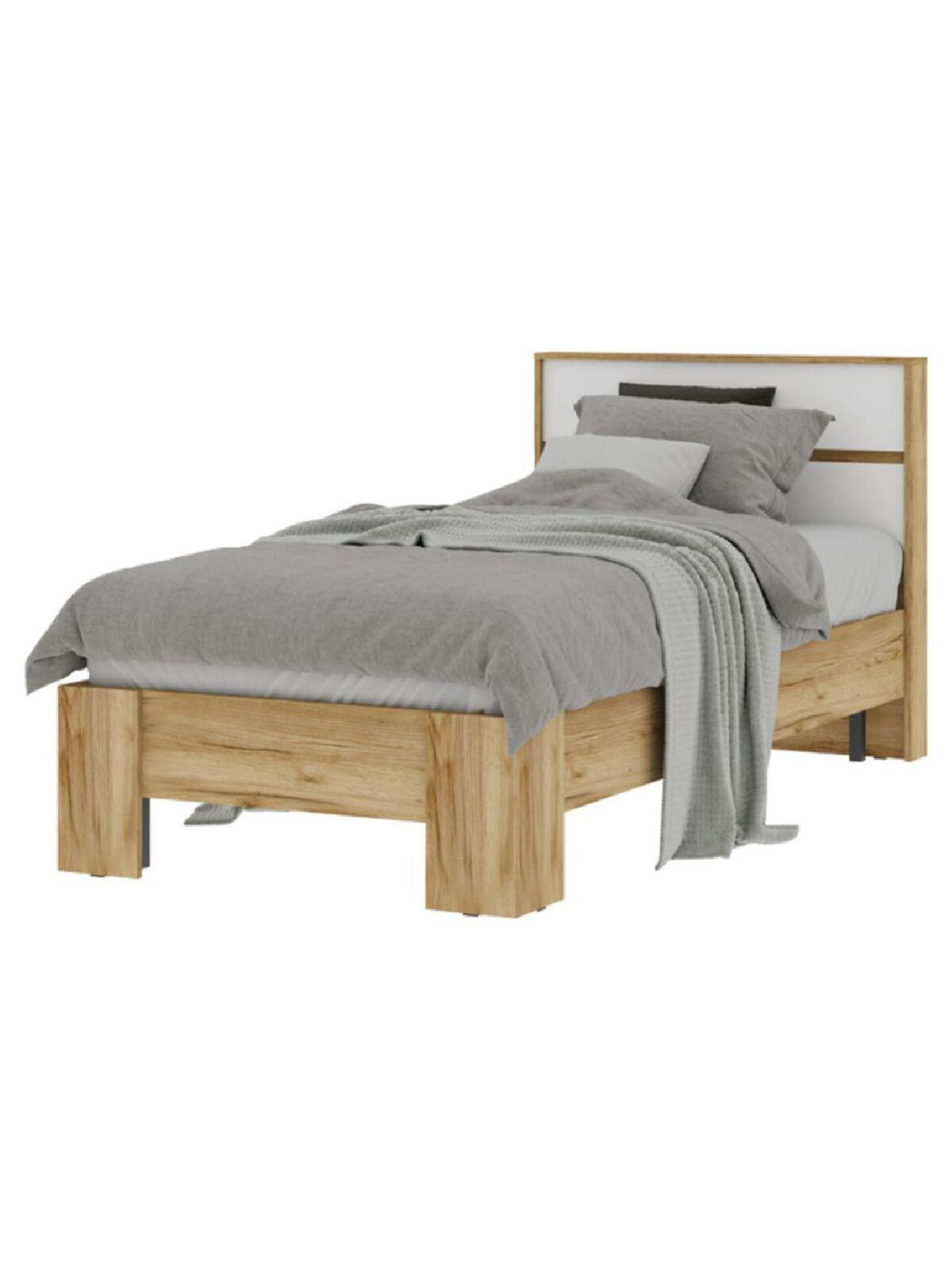 Кровать Стендмебель Хелен КР-01 0.9 дуб крафт золотой / белый, ЛДСП, 211.4х97