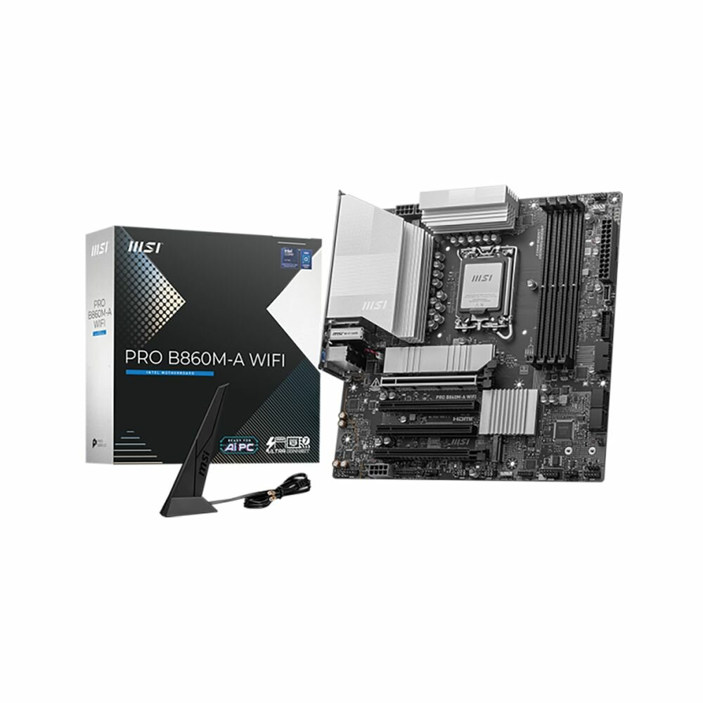 Материнская плата MSI PRO B860M-A WIFI, LGA1851, Intel B860, Micro-ATX, RTL (PRO B860M-A WIFI)