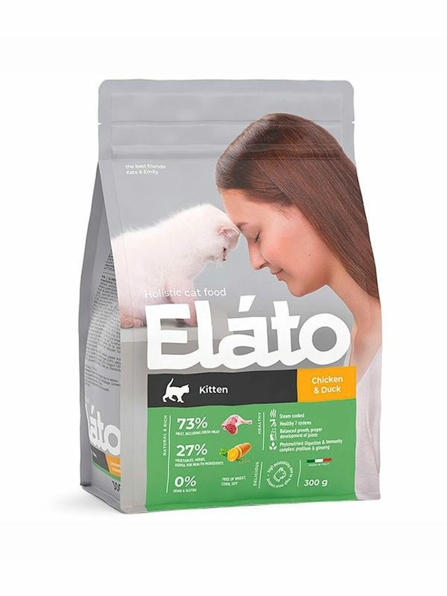 Elato Holistic для котят с курицей и уткой 300г