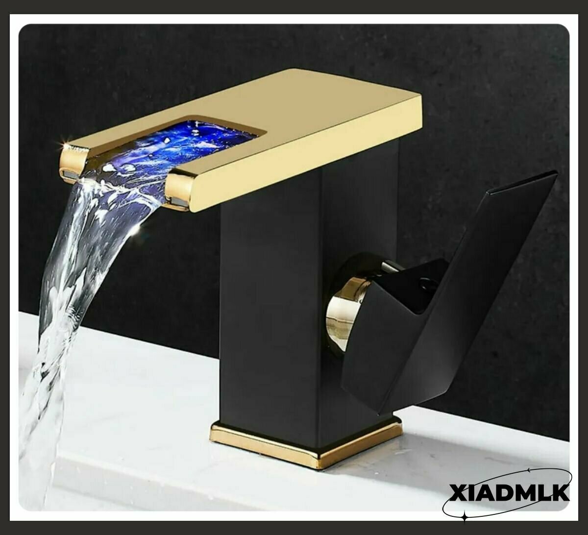 Смеситель для раковины в ванной со светодиодной подсветкой, 3 цвета, меняющие цвет излива водопада, одна ручка, одно отверстие, смеситель для холодной и горячей воды